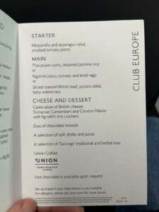 What to expect from new British Airways Club Europe meals and catering ...
