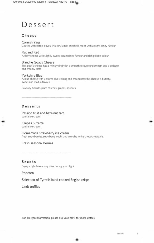 NEWS: First look at British Airways new improved first menu in reality ...
